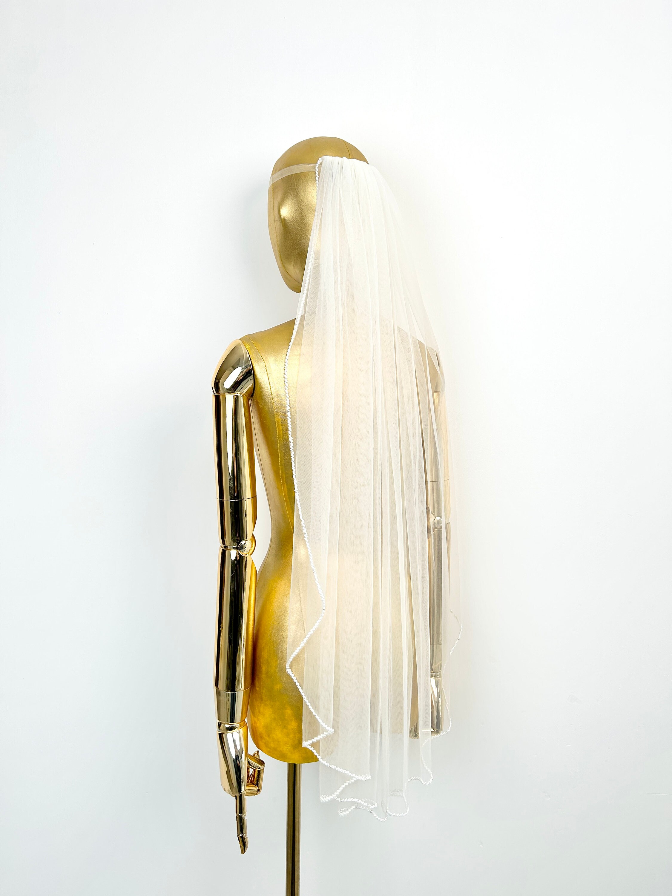 Elegant Beaded Veil,pearl Wedding Veil,elbow Veil,waterfall Angel Veil ...