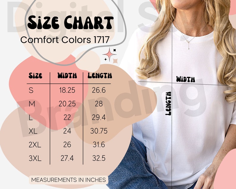 1717 Size Chart, C1717 Size Chart, Comfort Colors Size Chart, Sizing ...