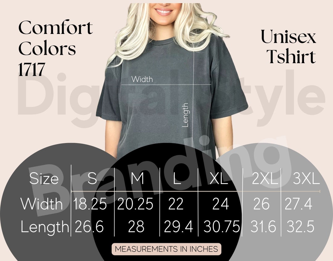 1717 Size Chart, C1717 Size Chart, Comfort Colors Size Chart, Sizing ...
