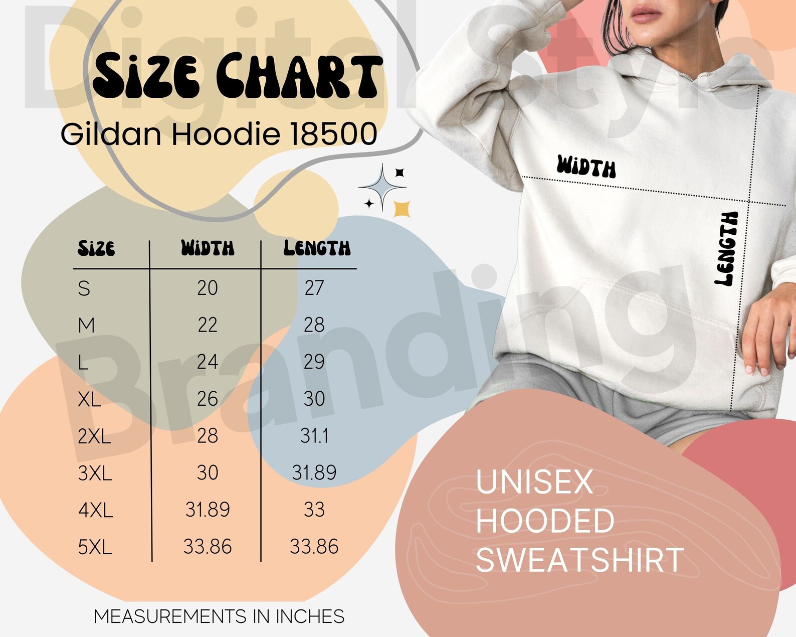 18500 Chart, 18500 Size, Gildan 18500 Size Chart, Gildan 18500 Sizes ...