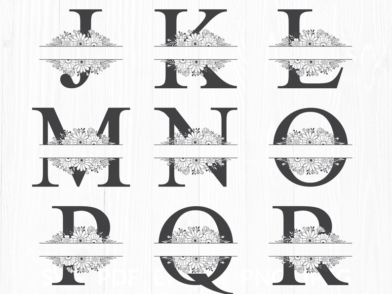 Floral Split Monogram Svg Split Letters Svg Split Font Svg Monogram ...