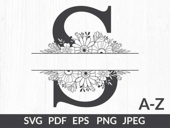 Floral Split Monogram Svg Split Letters Svg Split Font Svg | Etsy