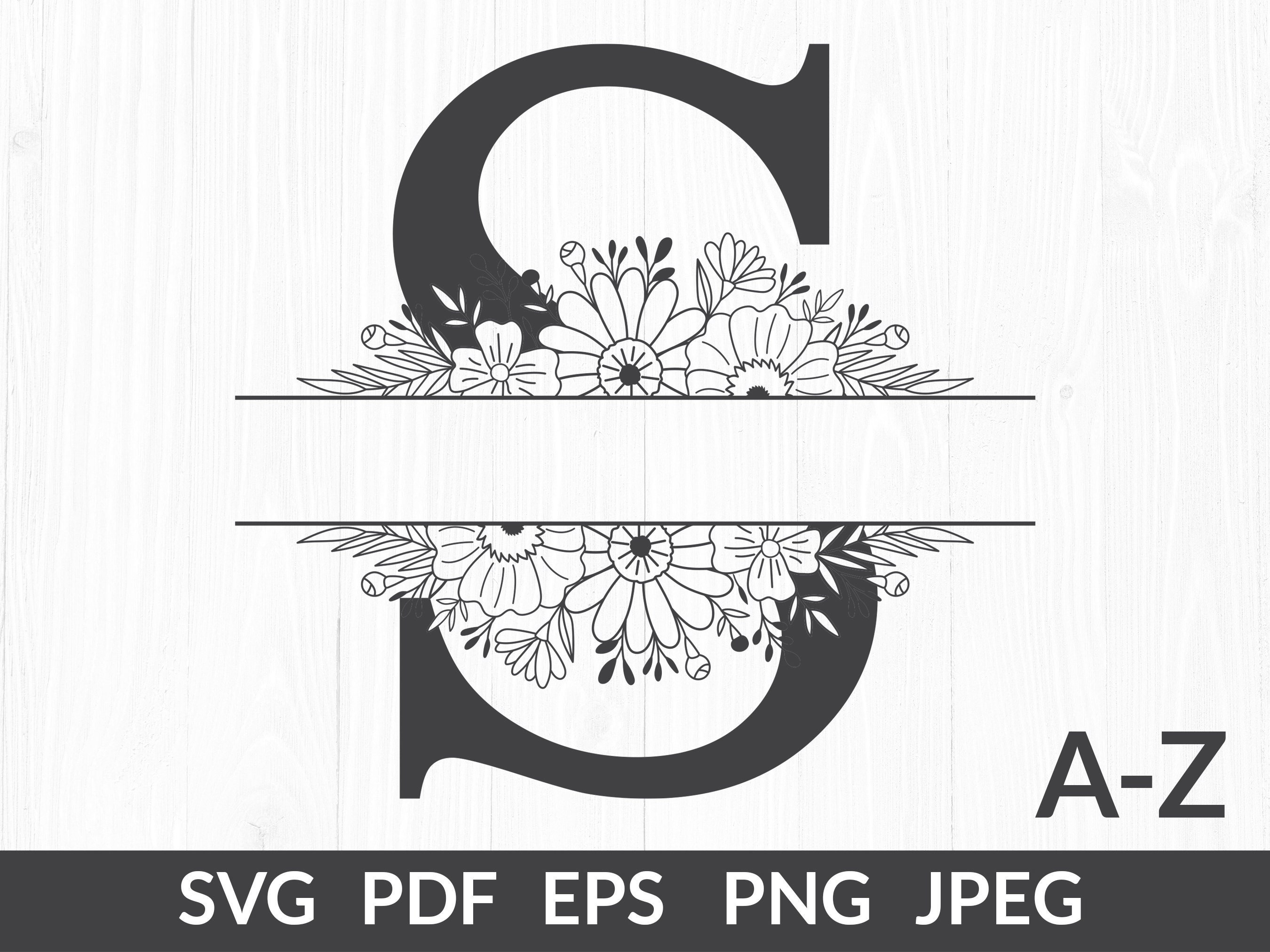 Floral Split Monogram Svg Split Letters Svg Split Font Svg Monogram ...