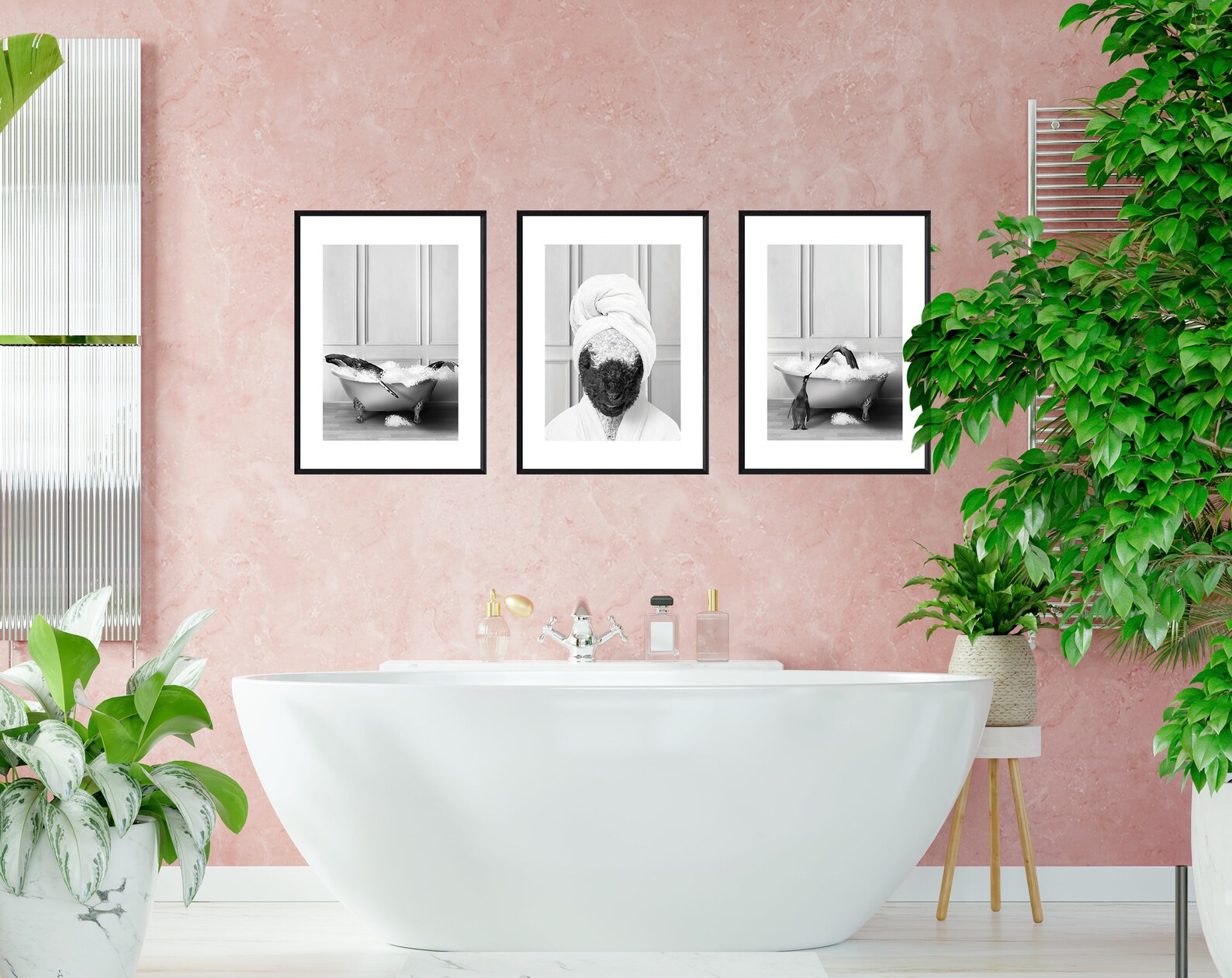 Adorable Sheep Taking Shower in Bath Tub, Toddler Bathroom Art, Whimsy ...