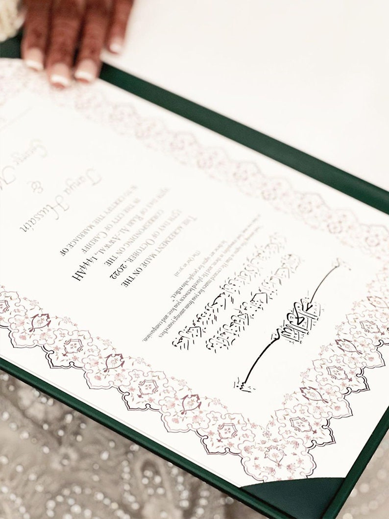 Personalised Nikkah Certificate | Islamic Marriage Contract Template ...
