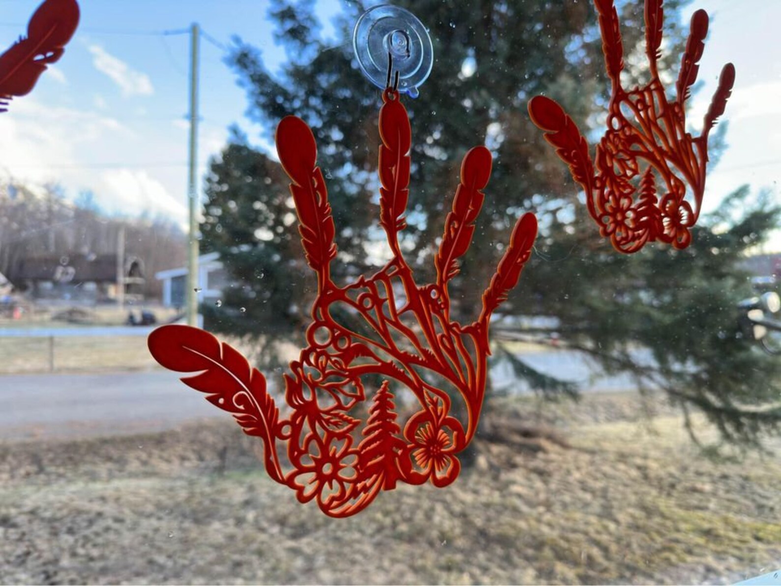 Mstoneyart's Orange Gitxsan Hand Window Decor - Etsy