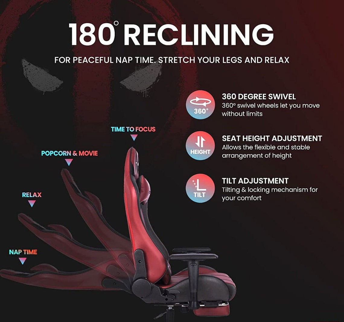 Marvel Deadpool Gaming Chair Marvel Desk Chair Gaming Chair | Etsy