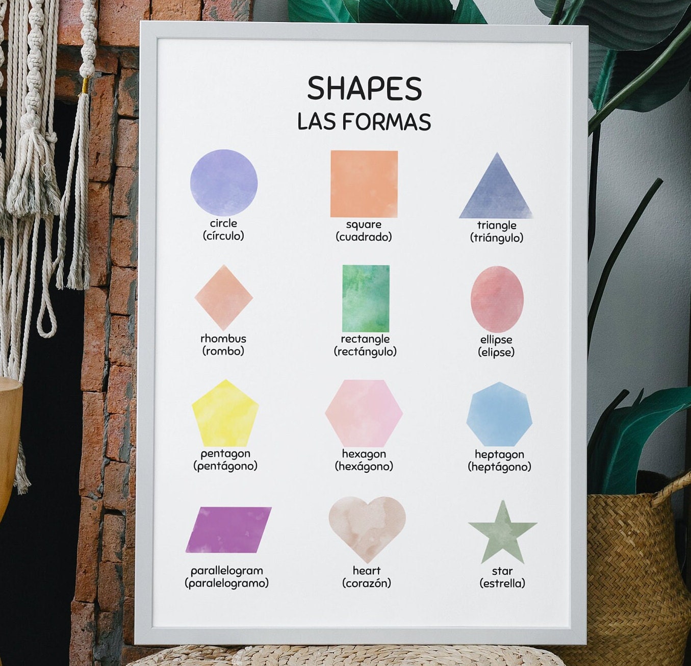 Bilingual Shapes Educational Poster, Preschool Classroom Decor ...