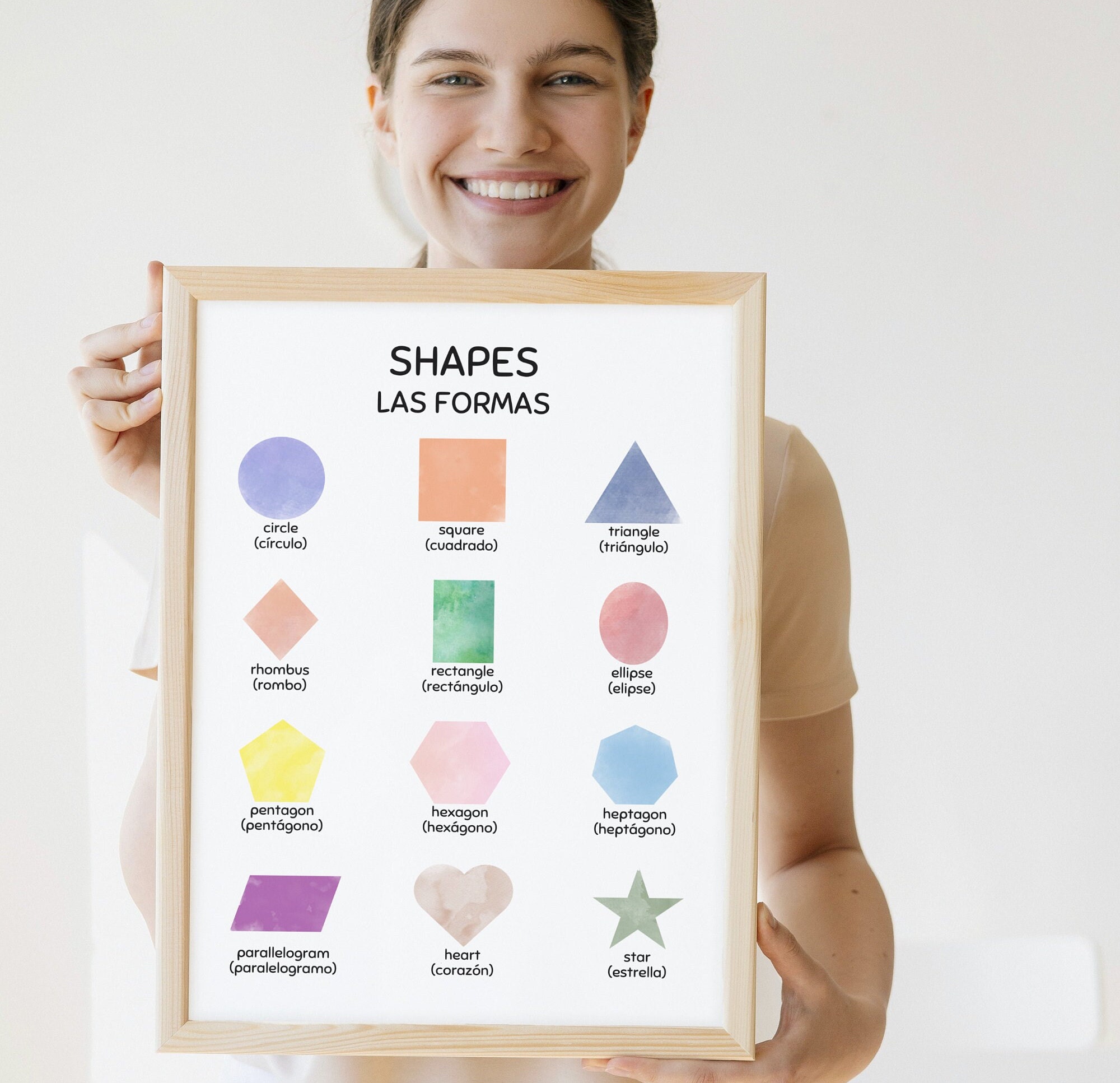 Bilingual Shapes Educational Poster, Preschool Classroom Decor ...