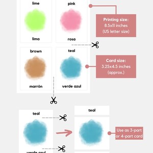 Bilingual Colors Montessori 3 Part Card, Toddler Nomenclature Cards ...