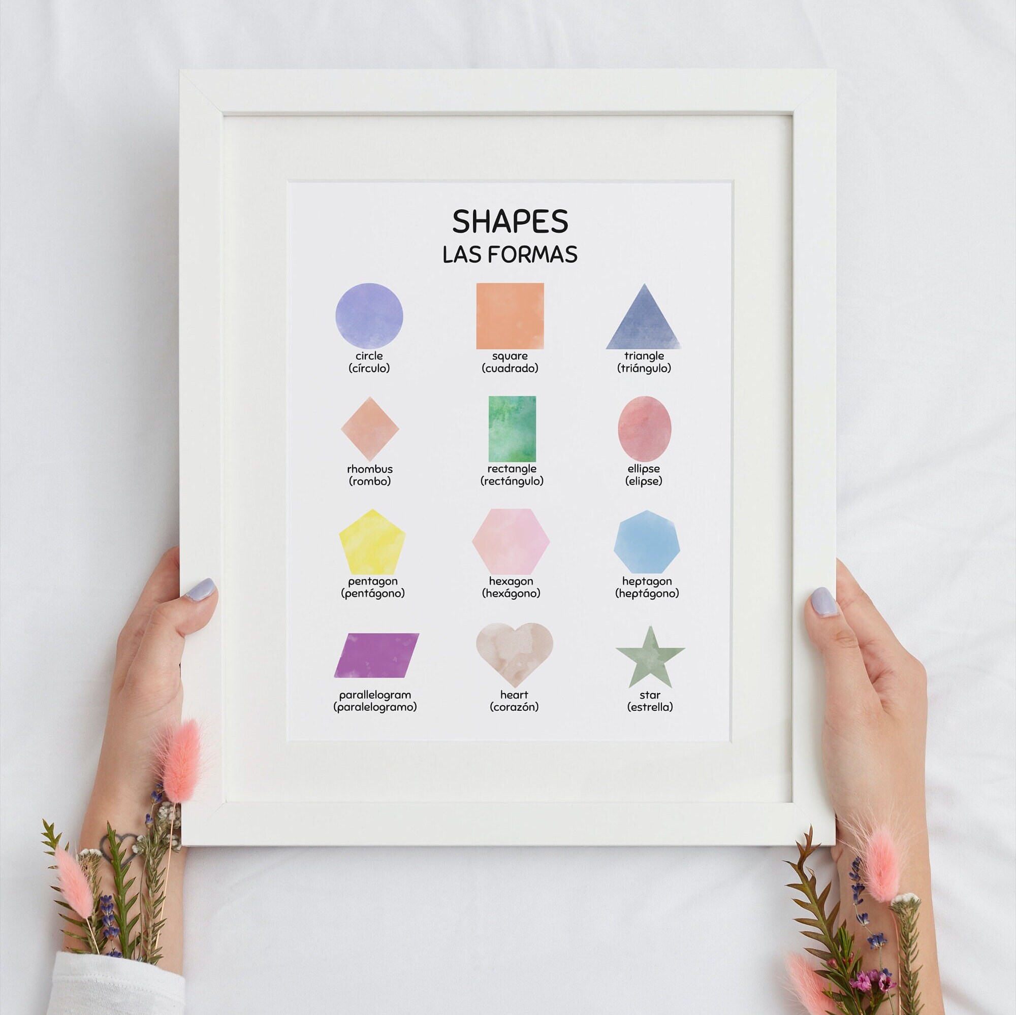 Bilingual Shapes Educational Poster, Preschool Classroom Decor ...