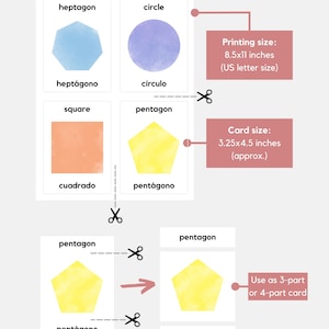 Bilingual Shapes Montessori 3 Part Card, 2D Shape Cards, Nomenclature ...