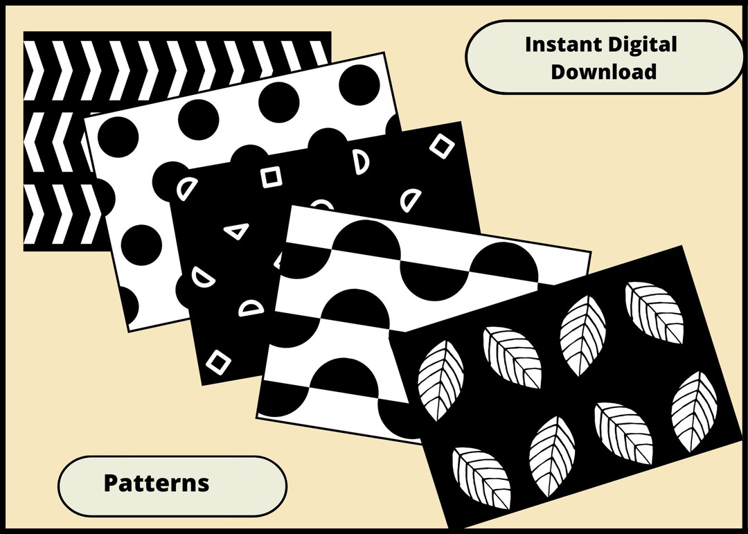 30 Printable High Contrast Black and White Cards. PDF Digital Download ...