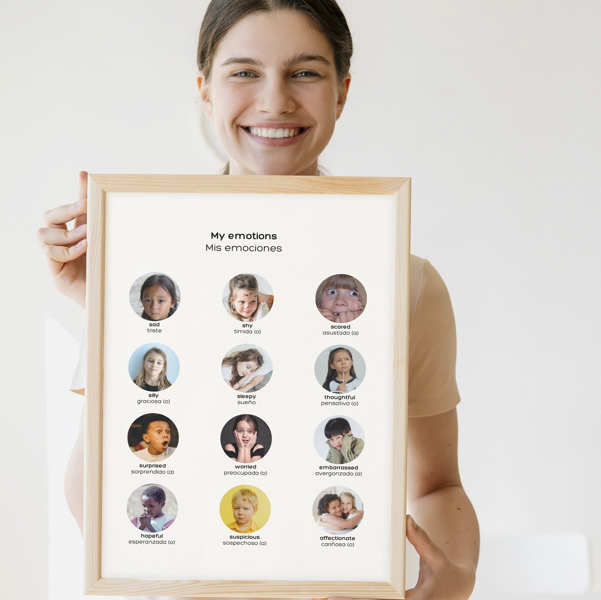 English Spanish Feelings Poster, Montessori Homeschool Decor, Feelings ...