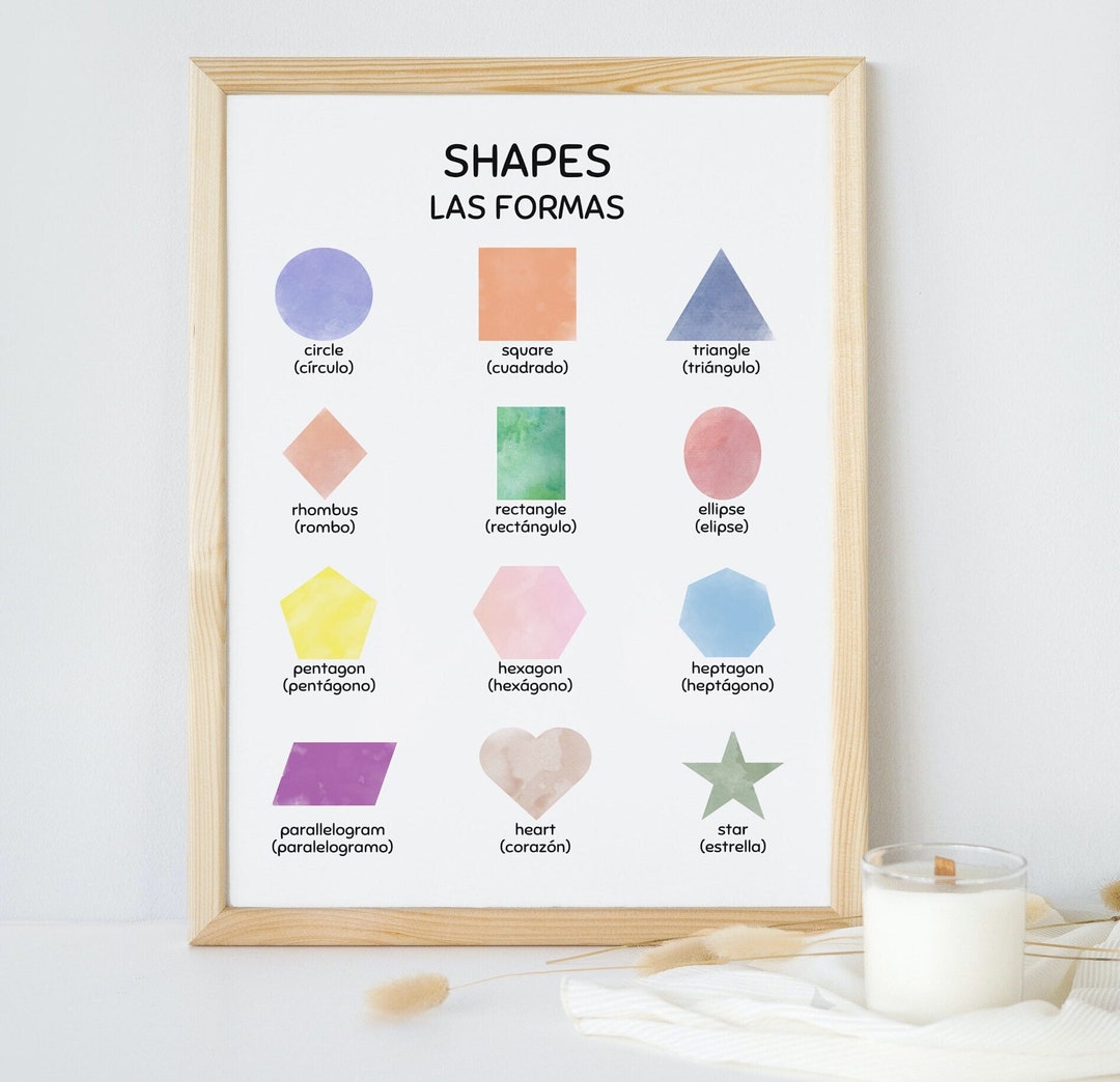 Bilingual Shapes Educational Poster, Preschool Classroom Decor ...