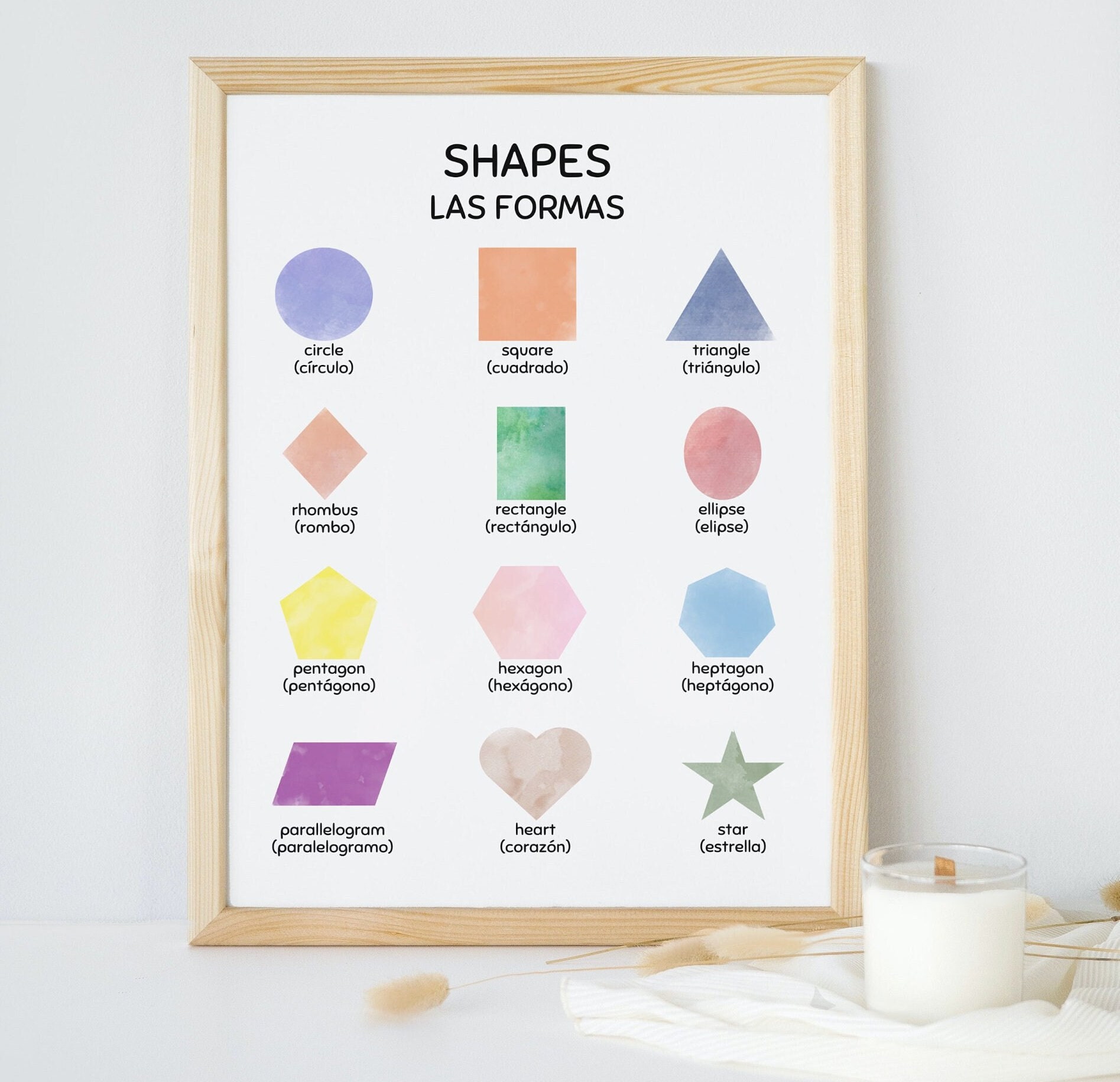 Bilingual Shapes Educational Poster, Preschool Classroom Decor ...