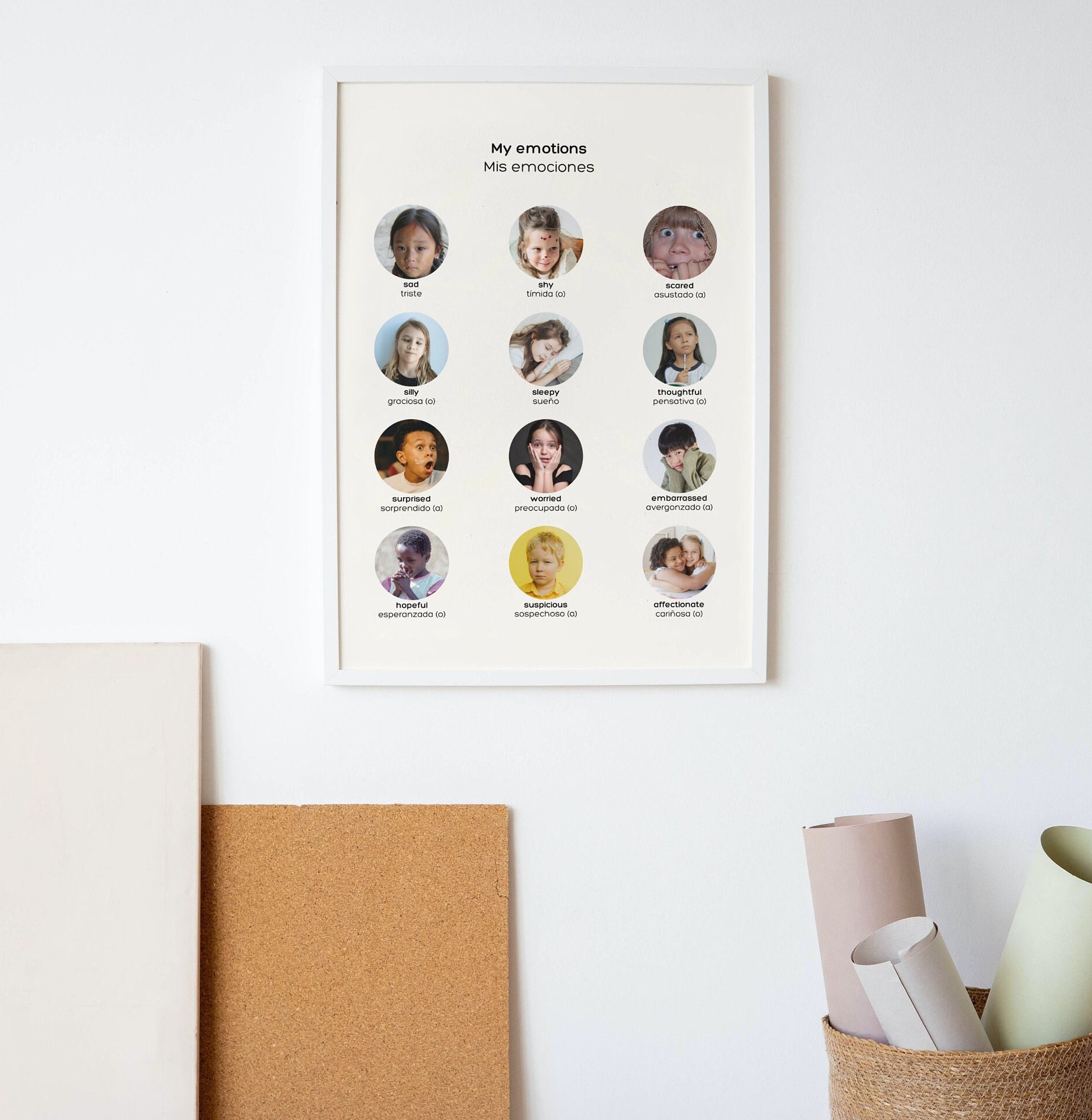 English Spanish Feelings Poster, Montessori Homeschool Decor, Feelings ...