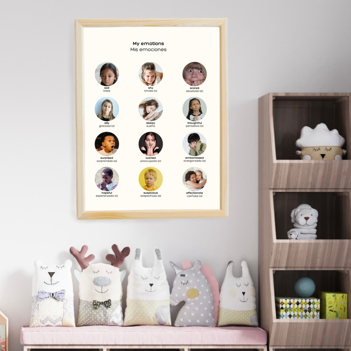 English Spanish Feelings Poster, Montessori Homeschool Decor, Feelings ...