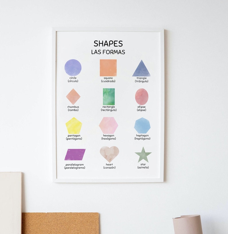 Bilingual Shapes Educational Poster, Preschool Classroom Decor ...