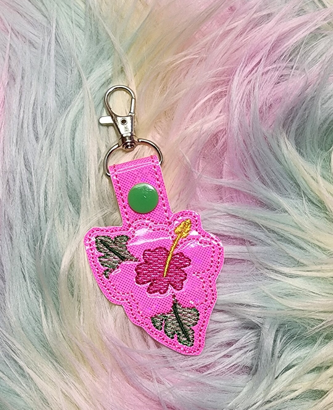 Hibiscus Flower Snap Tab Embroidery Design - Etsy