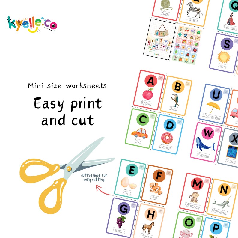 Alphabet Flashcards, Worksheets, Tracing, ABC, Uppercase, Colourful ...