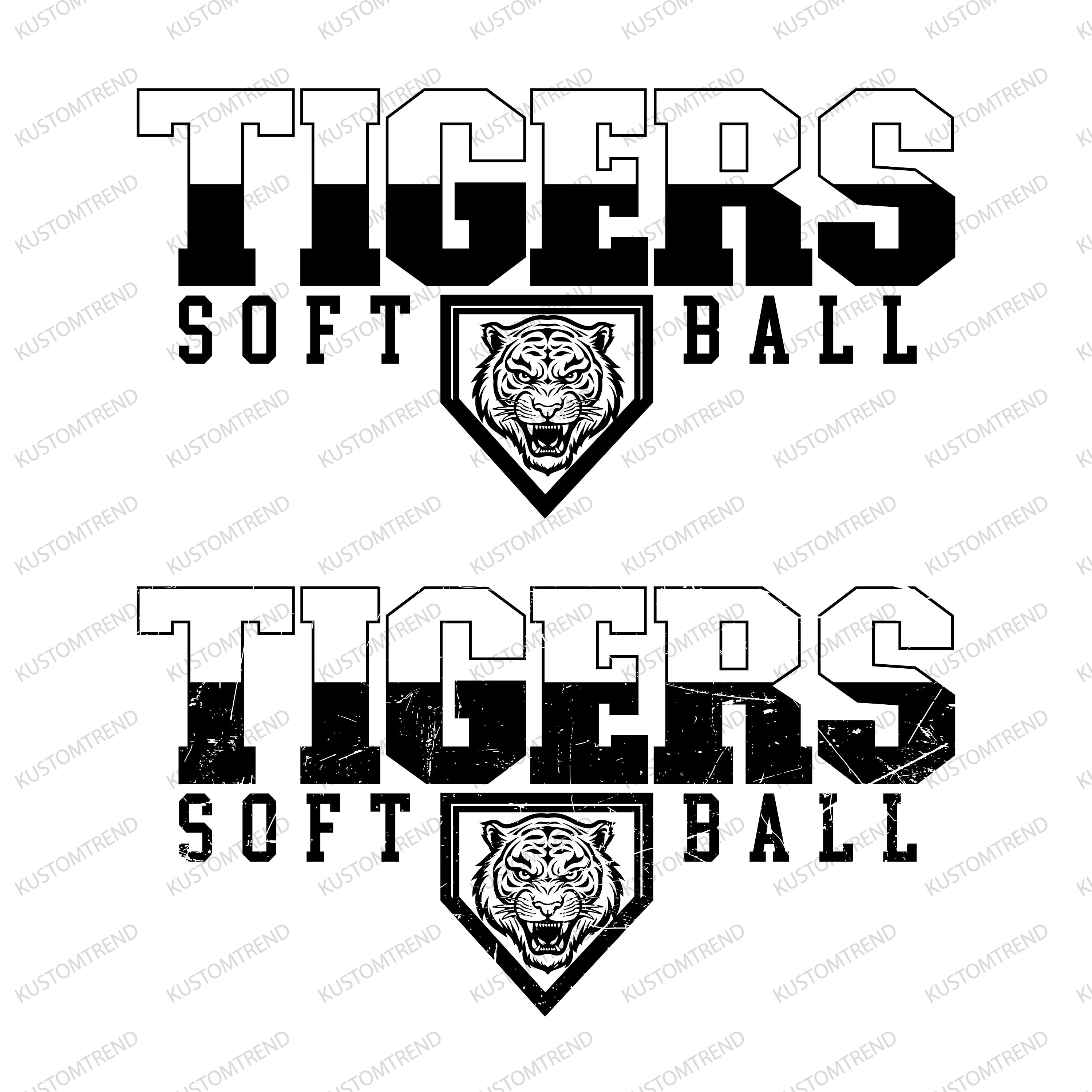 Tigers Softball Mascot SVG: Distressed School Design (digital Download ...