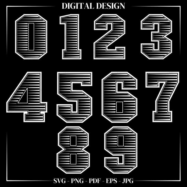 Sport Jersey Numbers SVG: Birthday Clipart, Cricut Cut Files (digital ...