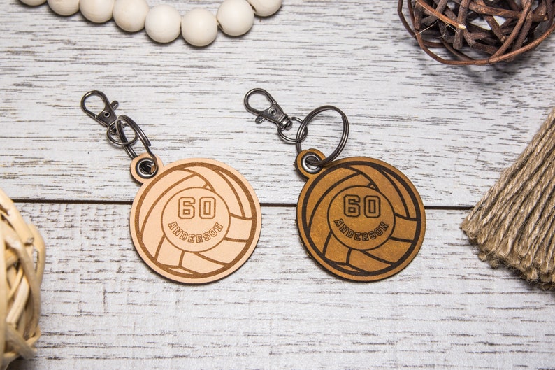 Personalized Leather Volleyball Keychain - Custom Sports Lover Gift ...