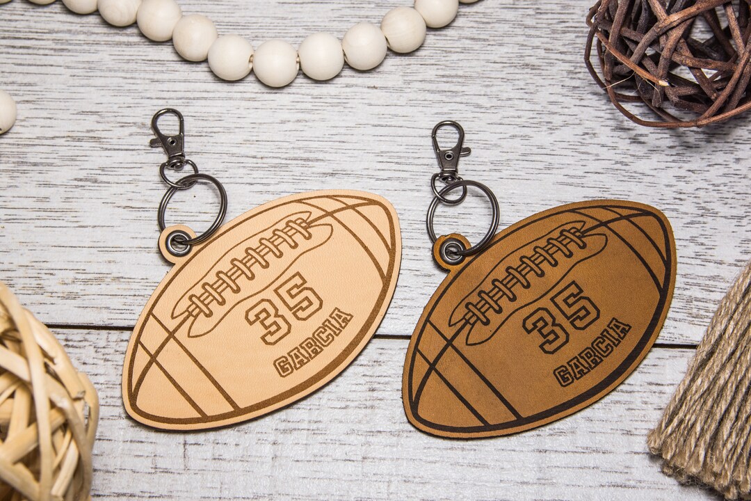 Personalized Leather Football Bag Tag - Custom Engraved Sports Gift - Etsy