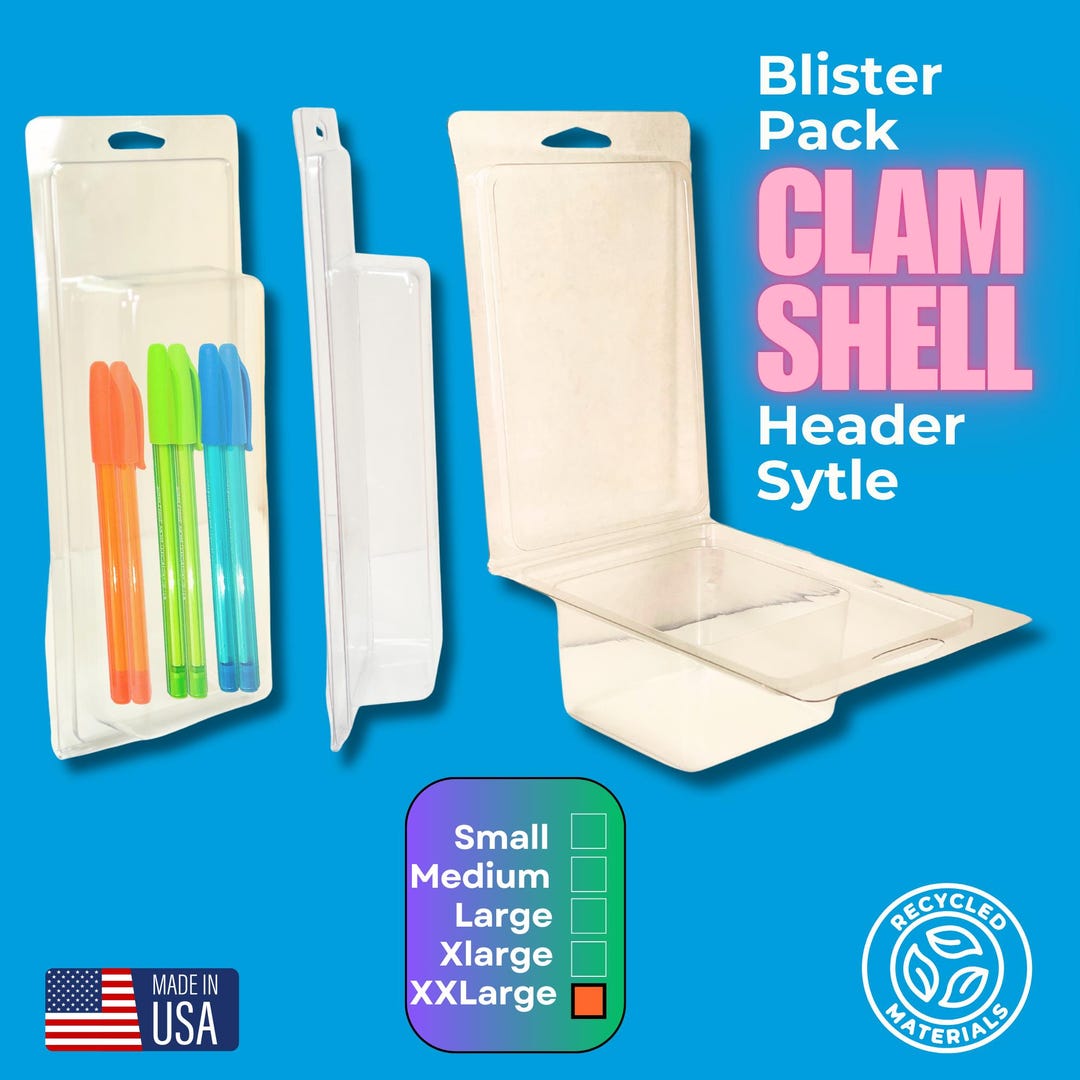 Plastic Packaging, Extra X Large Clear Clamshells for Retail Display ...