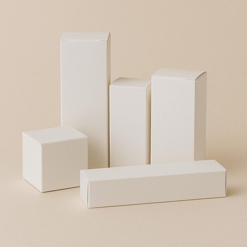 White Cosmetic Boxes: Cosmetic, Oil, and Herbal Packaging - Set of 10 ...