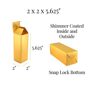 4oz Blank Product Boxes 2x2x5.6" Gold Paper Cardboard Boxes for Bottle ...