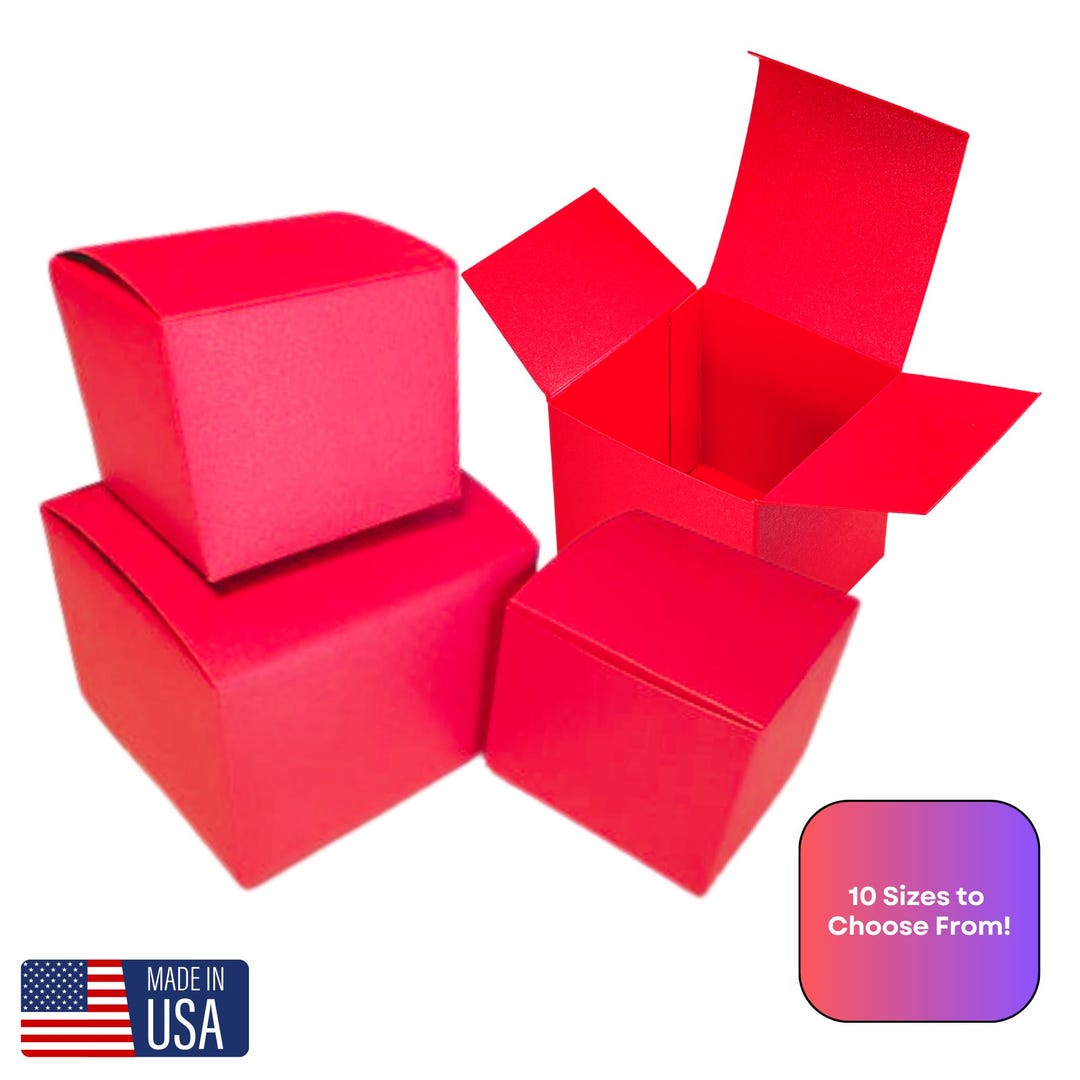 Square Gift Boxes, Small Holiday Gift Boxes, Favor Square Boxes, Red ...