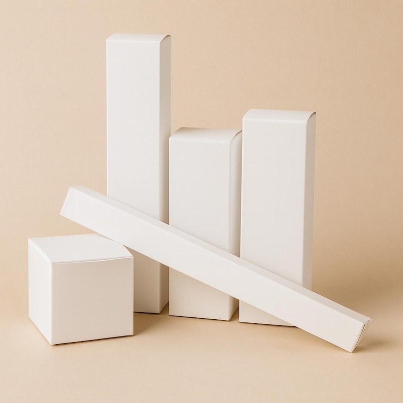 White Cosmetic Boxes: Cosmetic, Oil, and Herbal Packaging - Set of 10 ...