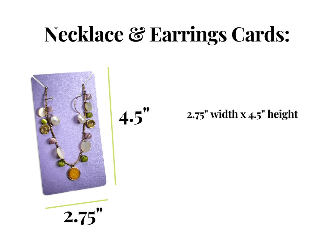 Jewelry Card Display Necklace Card With Earring Card and Back - Etsy