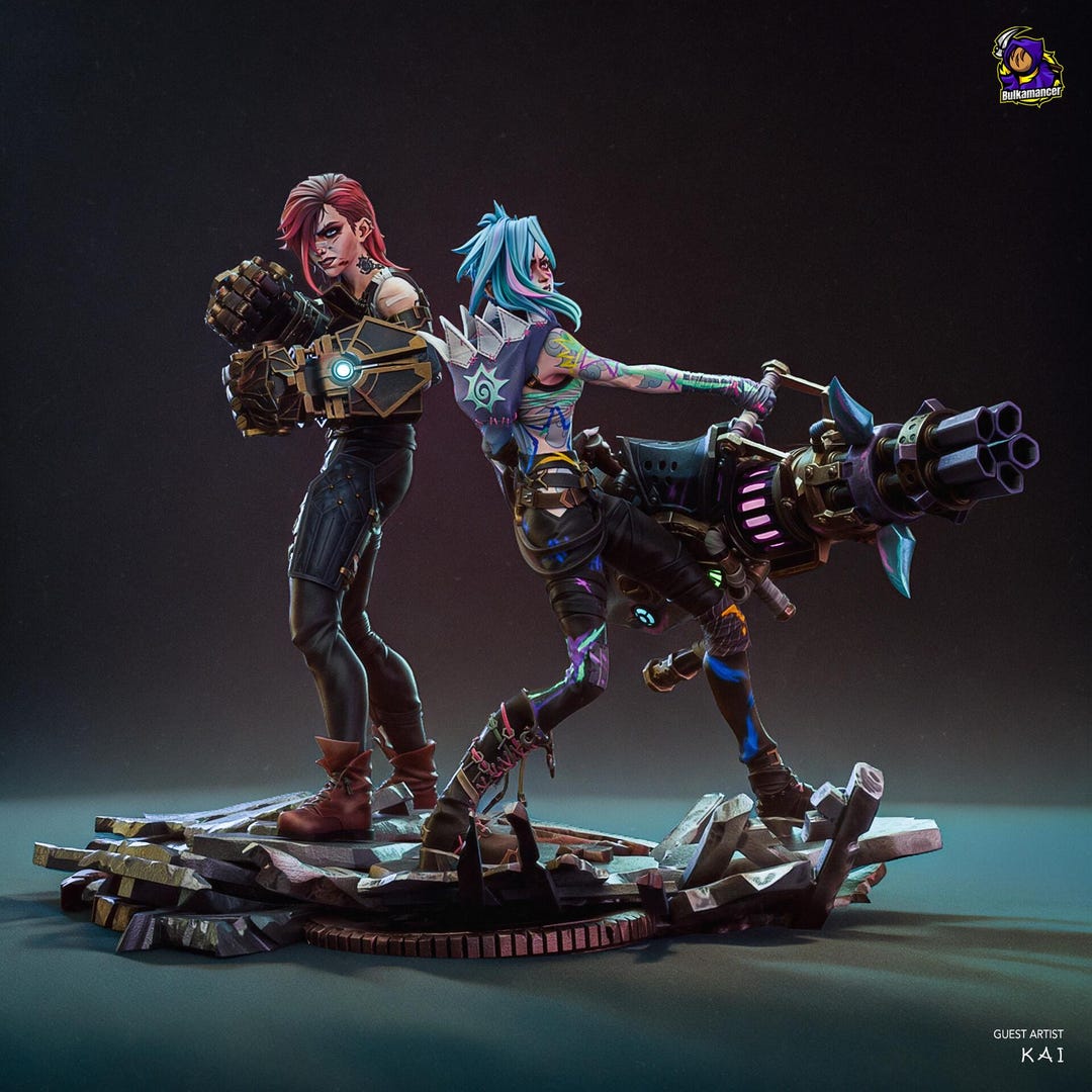 Jinx Figurine – Arcane Diorama – 3D Printed Resin, Paintable ...