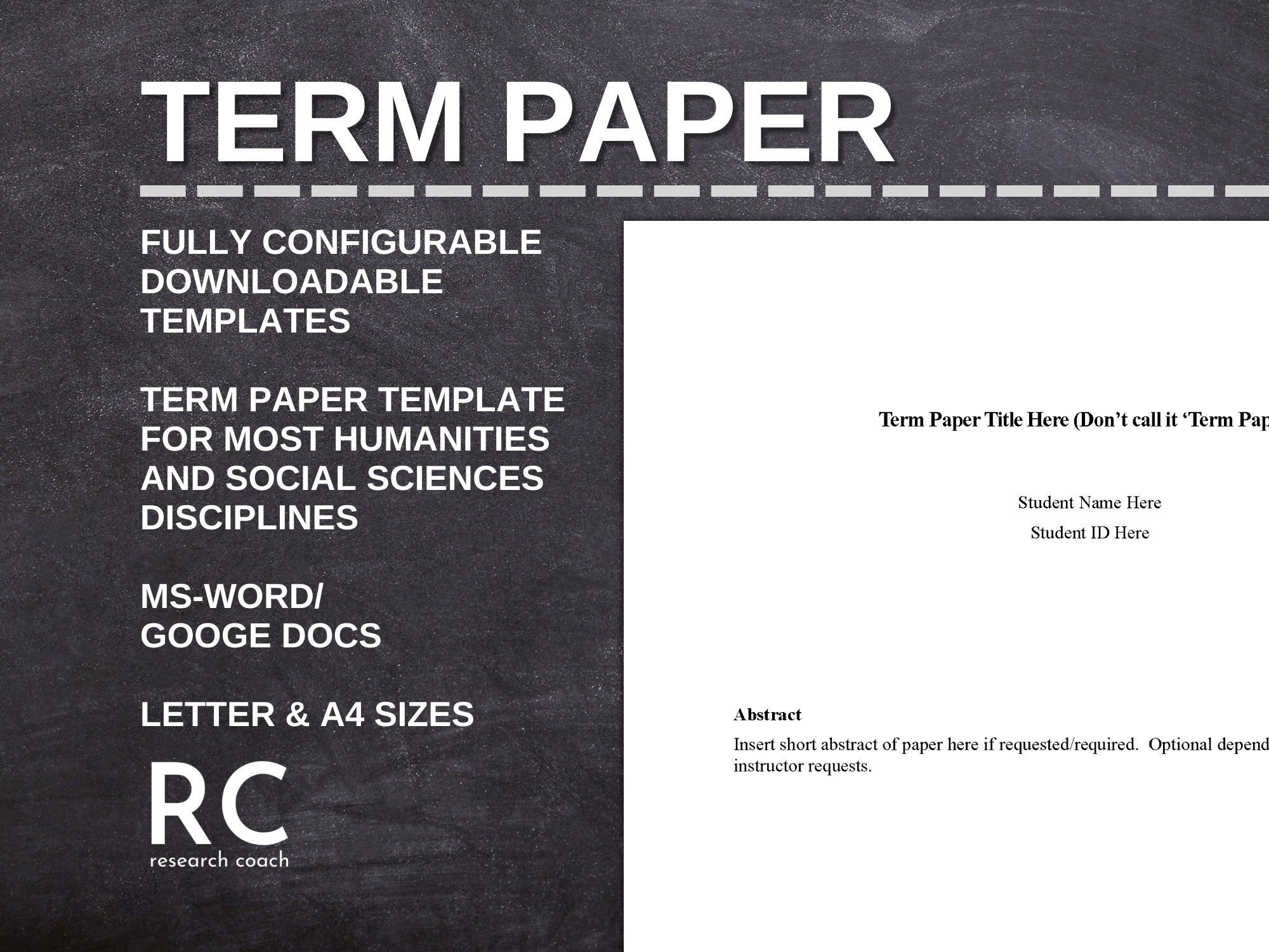 Term Paper Template college/university Research Paper - Etsy