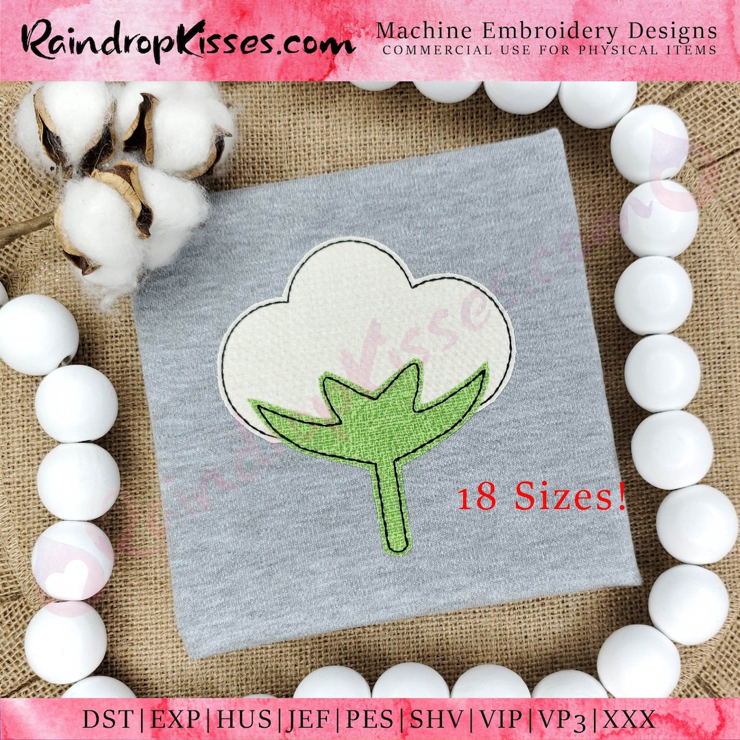 Cotton Plant Bean Stitch Applique Embroidery Design, Vintage Applique ...