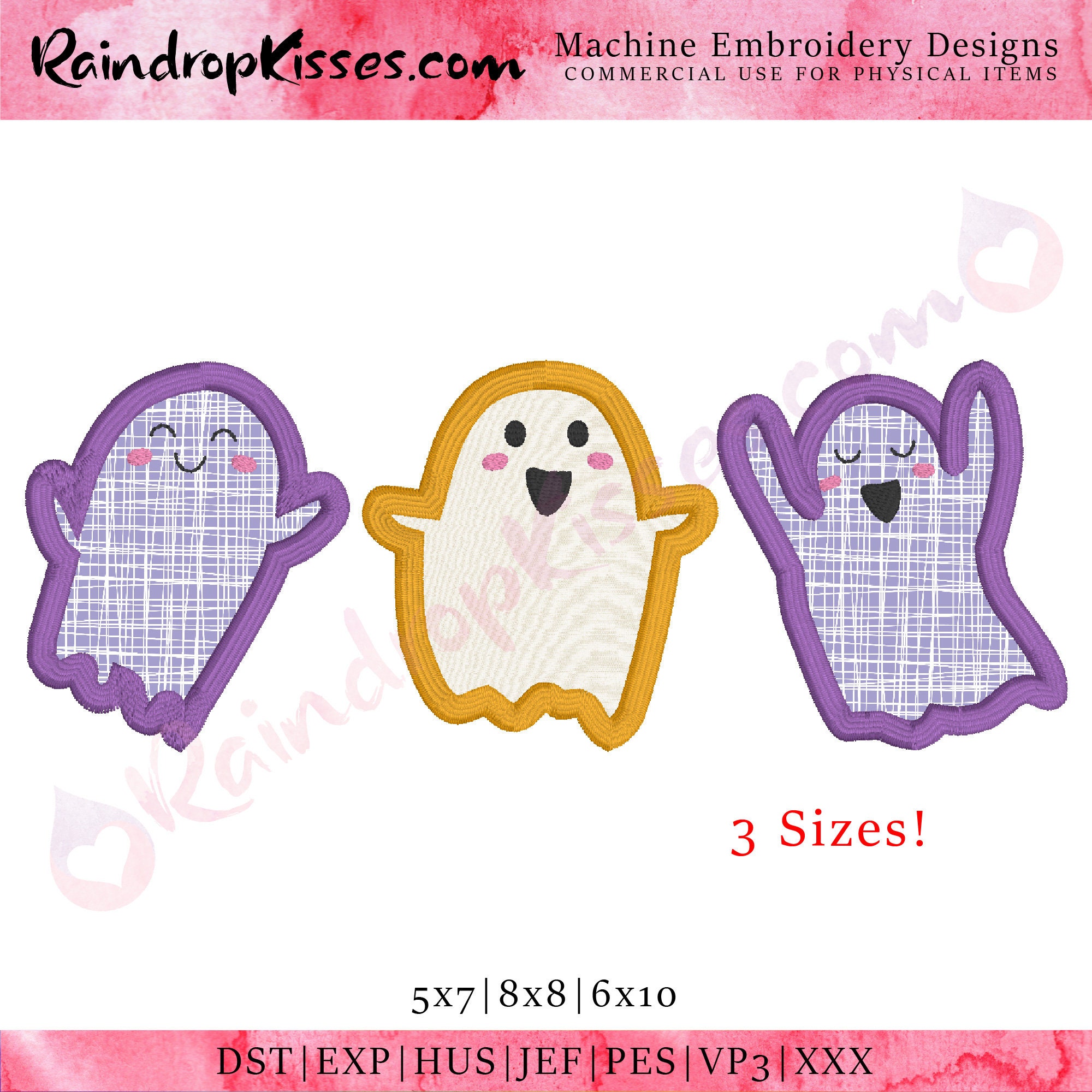 Ghost Trio Applique Design, Ghost Trio Embroidery Design, Halloween ...