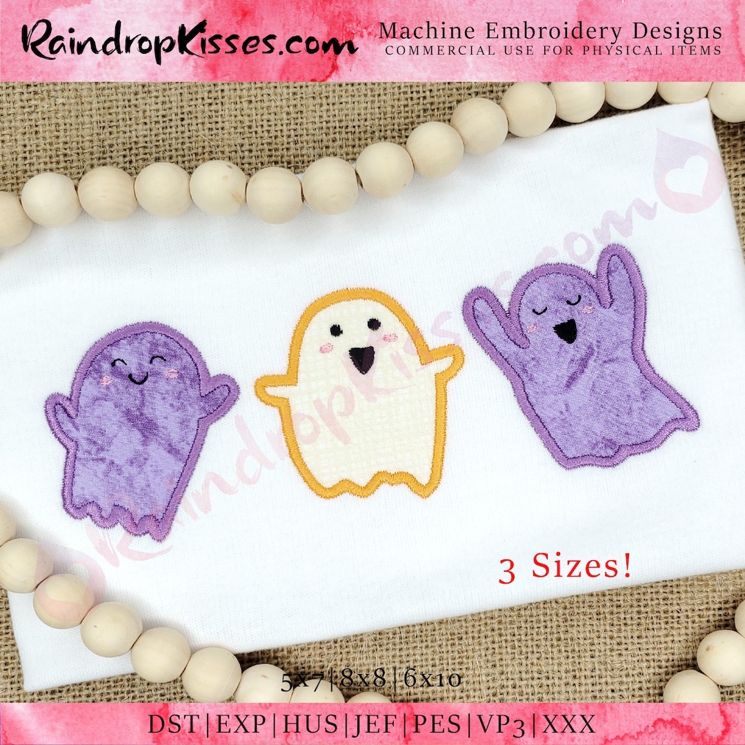 Ghost Trio Applique Design, Ghost Trio Embroidery Design, Halloween ...