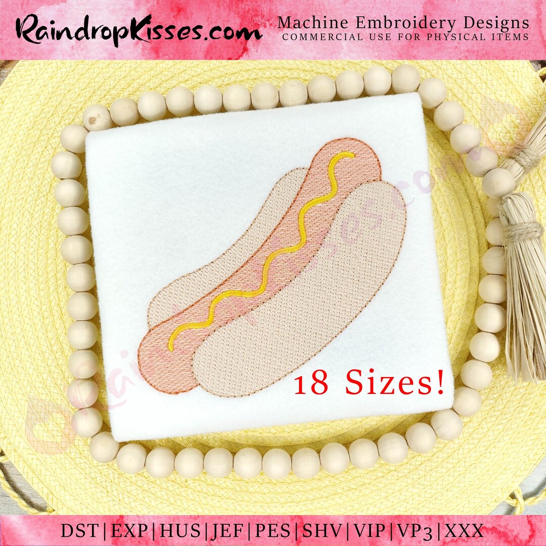 Hot Dog Sketch Embroidery Design, Picnic Food Machine Embroidery Design ...