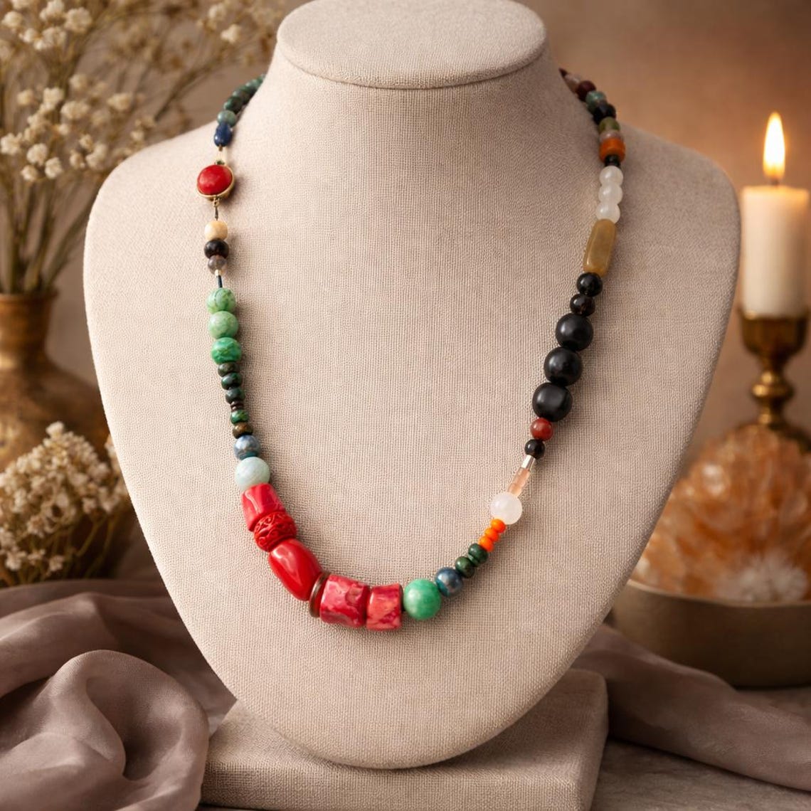 Red Coral Gemstone Necklace | One-of-a-kind Intuitive Strand - Etsy