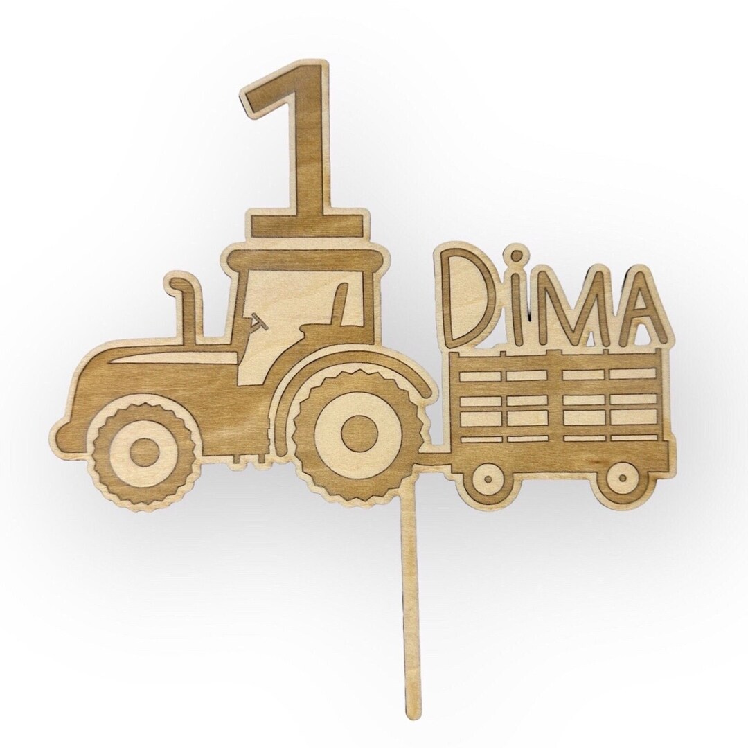 Personalisierter Traktor Cake Topper Geburtstag Bauernhof Holz ...