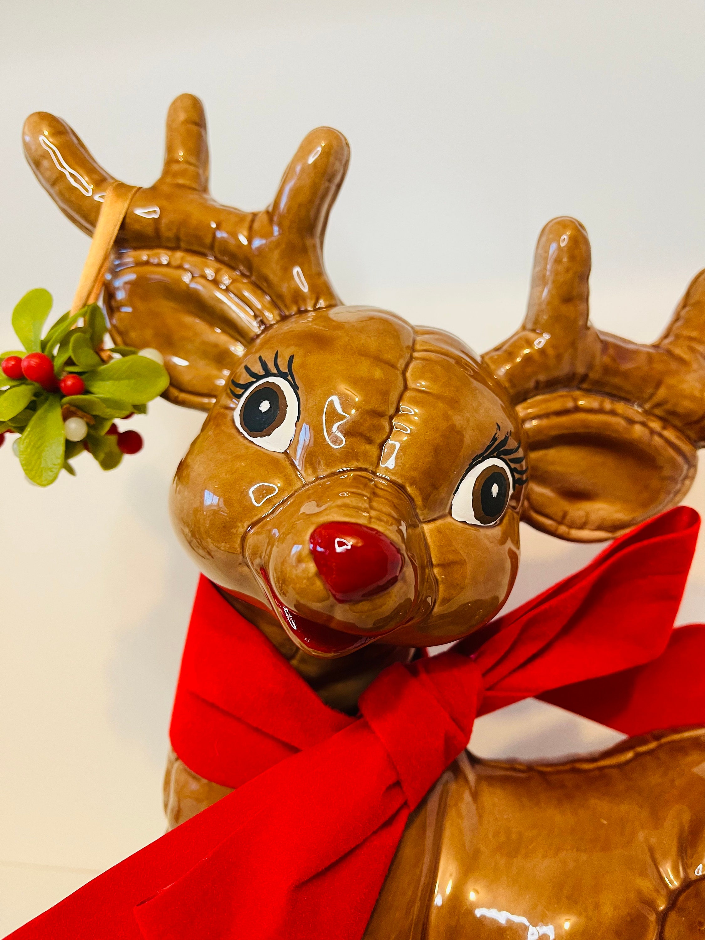KIMPLE Rudolph Reindeer Deer Ceramic 13 Christmas Holiday Decoration ...