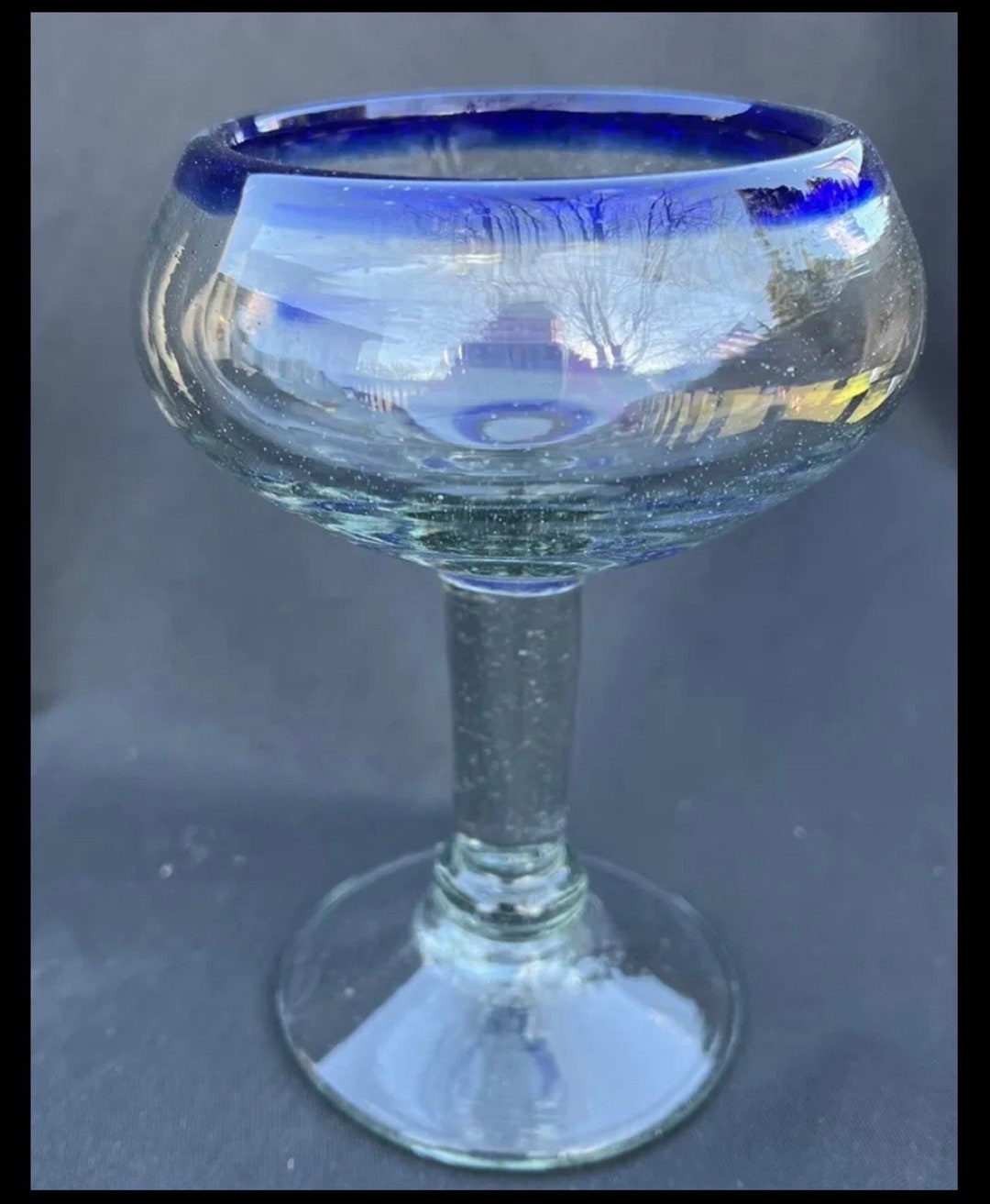 Mexican Tequila Blue Rim, Sipper/snifter Design, Hand Blown, Handmade ...