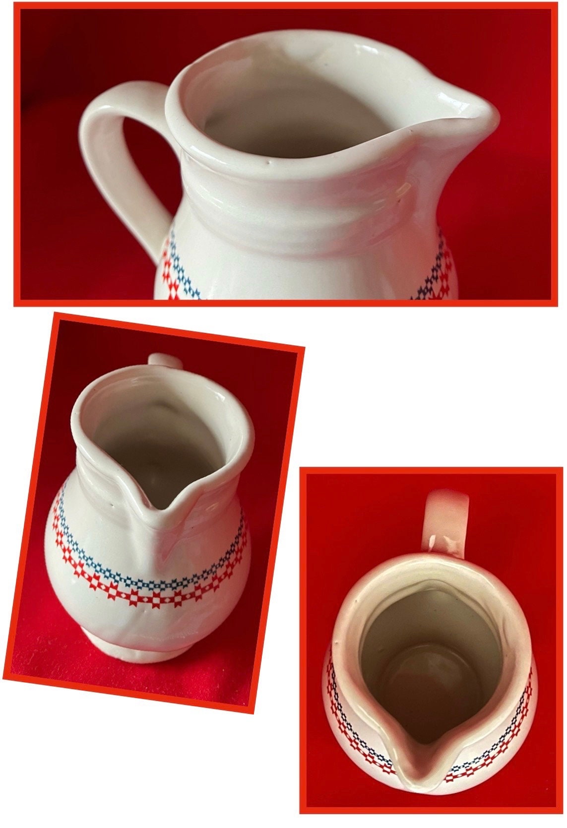 White Pottery Creamer Pitcher Style Farmhouse Country Kitchen ...