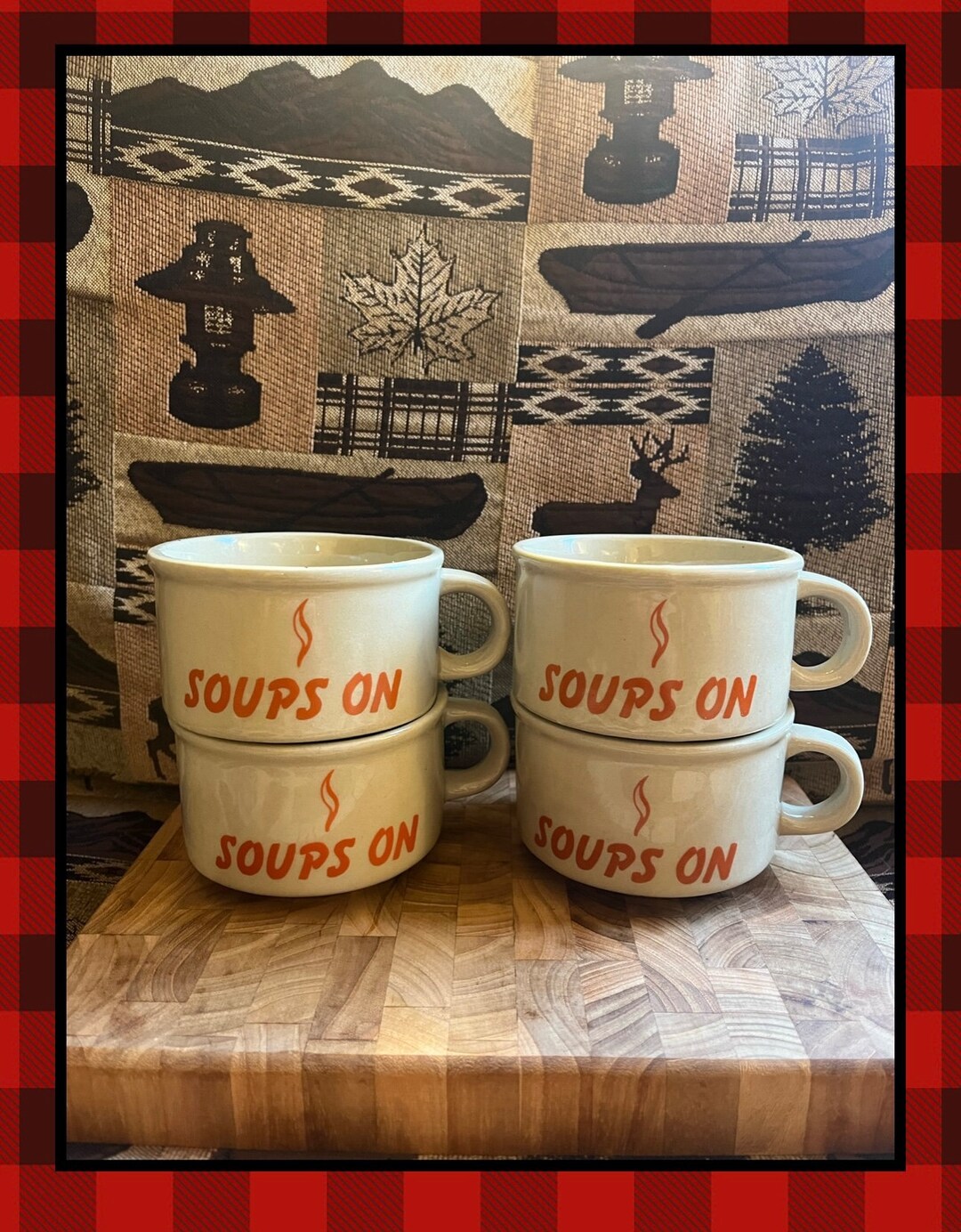 Vintage Soup Cup Set of 4 - Soup Mugs Set - Soup Cup Set - Stackable ...