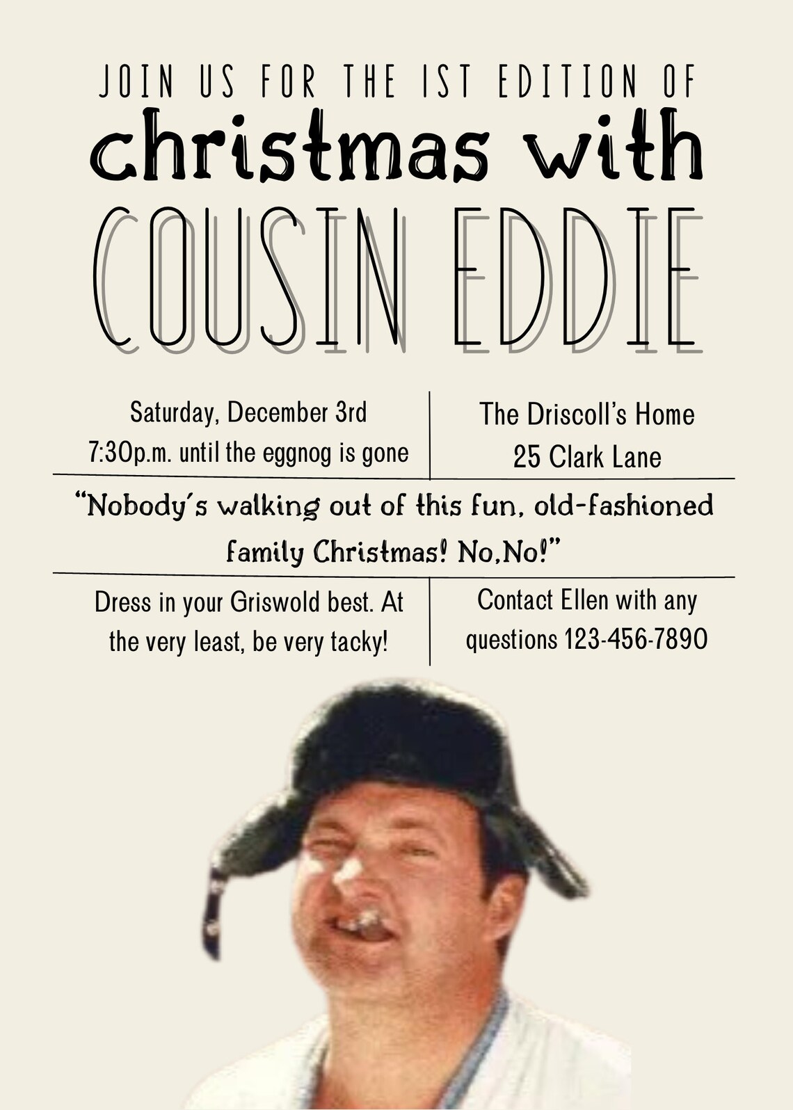 Customizable cousin Eddie Invitation FREE RUSH AVAILABLE - Etsy