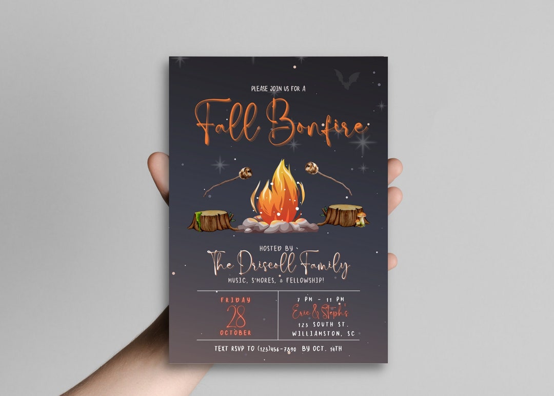 Customizable Fall Bonfire Invitation - FREE RUSH AVAILABLE! - Etsy