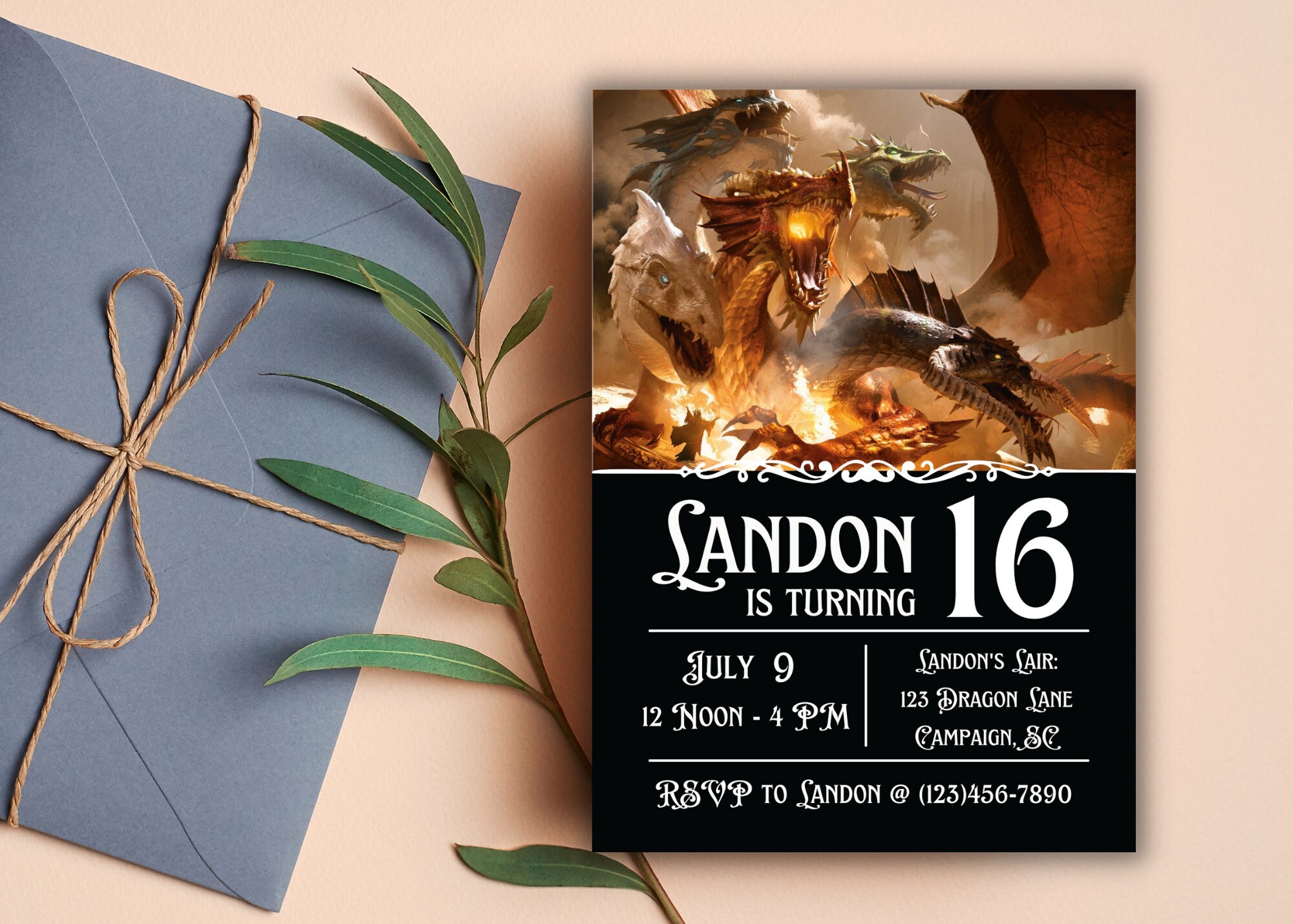 Customizable Dungeons & Dragons Dnd Invitation FREE RUSH AVAILABLE - Etsy